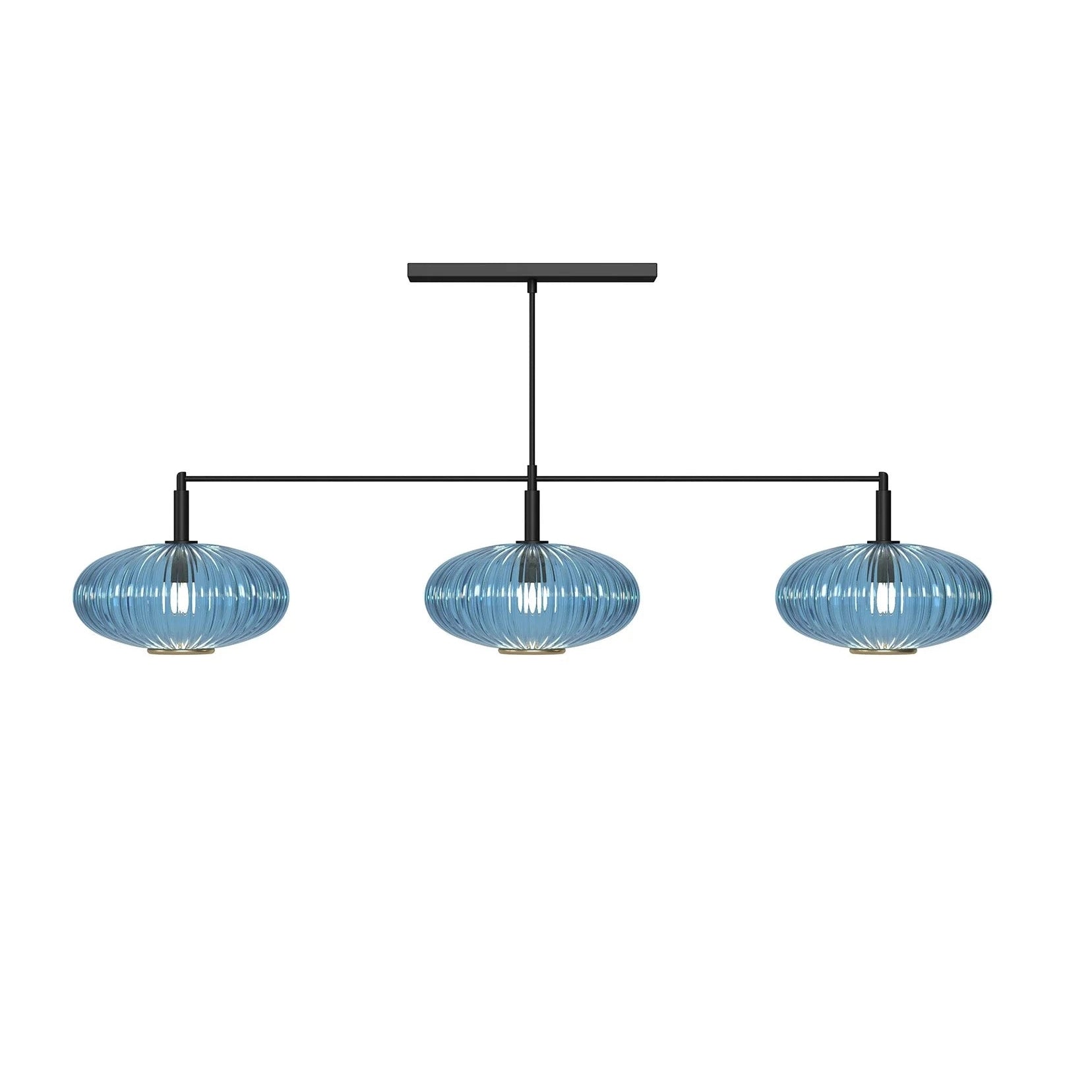 Ram Game Room Prohibition 54" 3 Light Glass Shade Fixture, Black & Blu ...