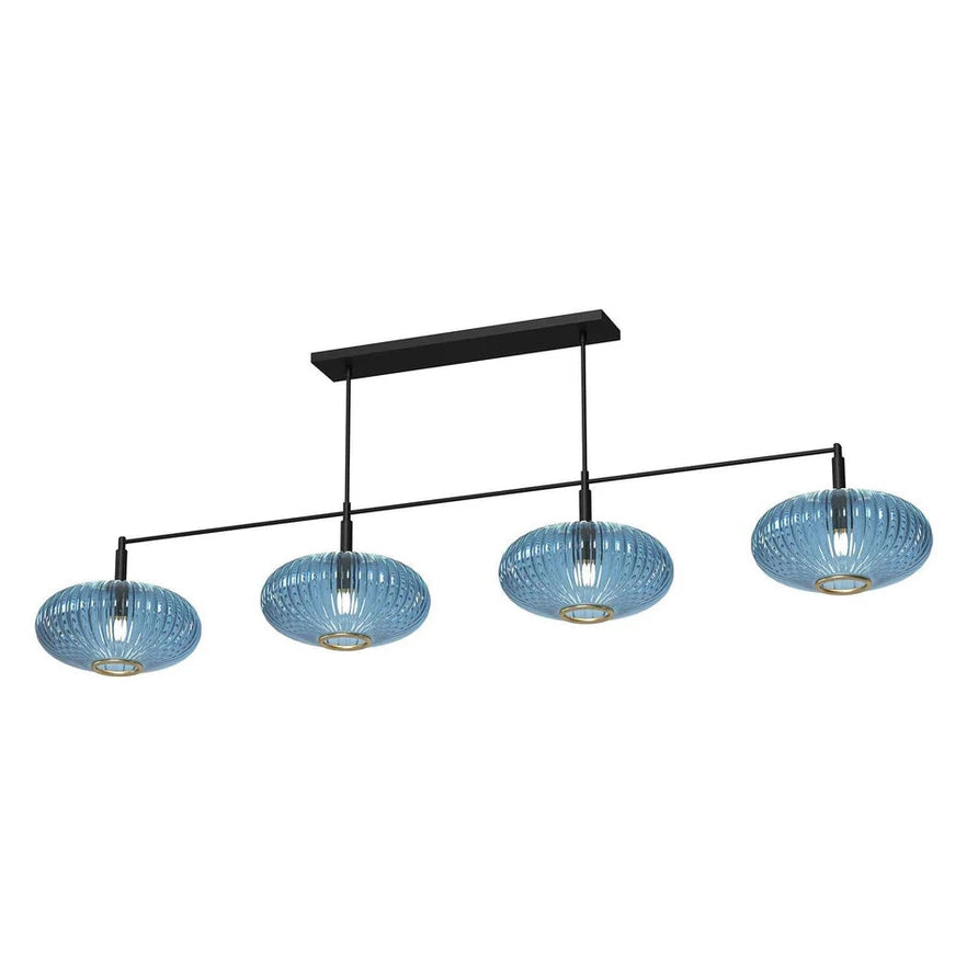 Ram Game Room Prohibition 65" 4 Glass Shade Fixture, Black & Blue ...