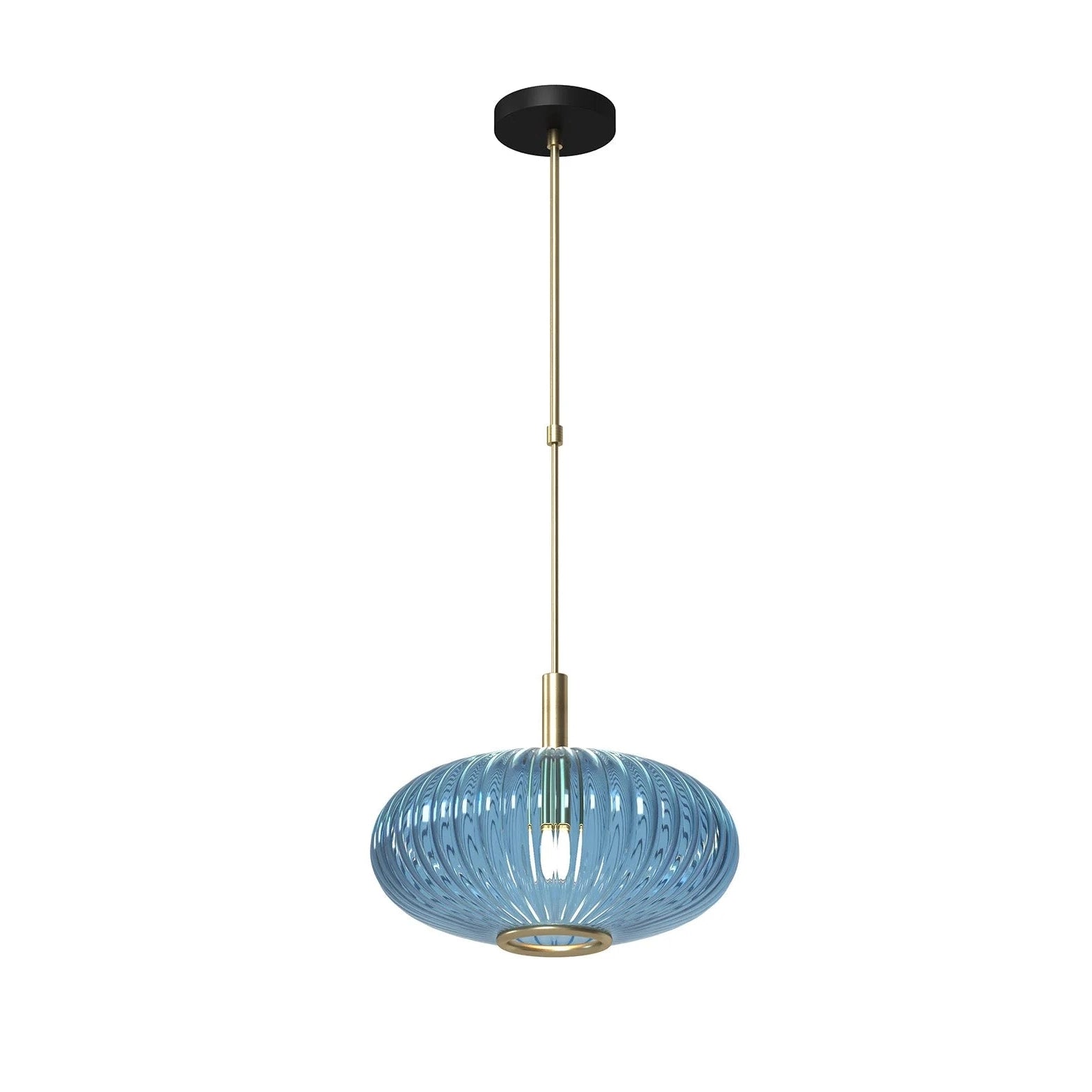 Ram Game Room Prohibition Single Pendant Light Fixture, Brass & Blue ...